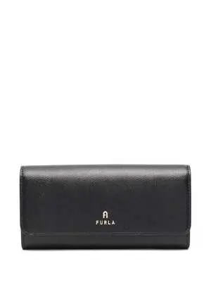 Furla Camelia Continental Xl Logo-plaque Grained Leather Wallet - Black