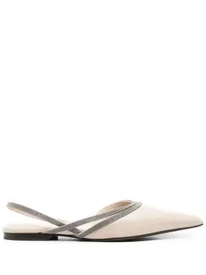 Brunello Cucinelli Monili-embellished Slingback Ballerina Shoes