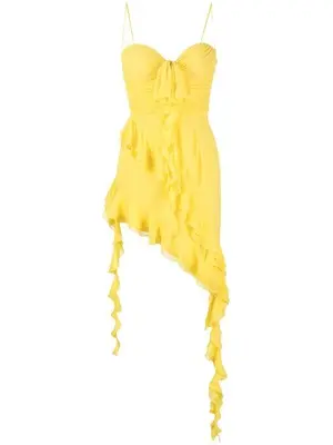 Alessandra Rich Strapless Ruffled Asymmetric Dress