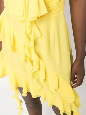 Alessandra Rich Strapless Ruffled Asymmetric Dress