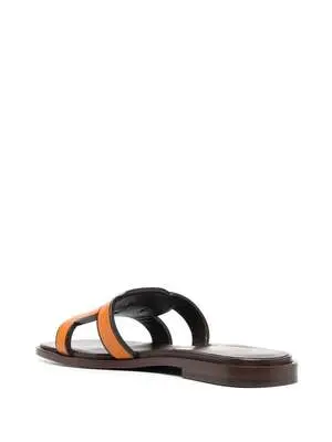 TOD'S Leather Logo Strap Sandals - Orange