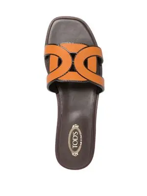 TOD'S Leather Logo Strap Sandals - Orange