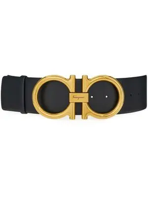 FERRAGAMO Gancini Leather Belt - Black
