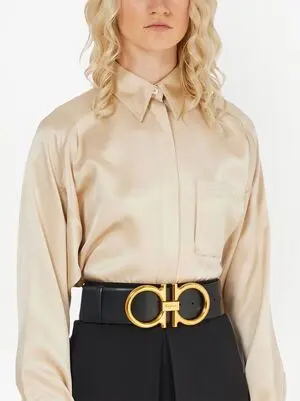 FERRAGAMO High Waist Gancini Leather Belt