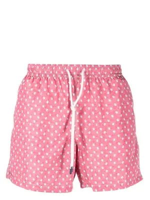 Fedeli Penguin Print Swim Shorts - Pink