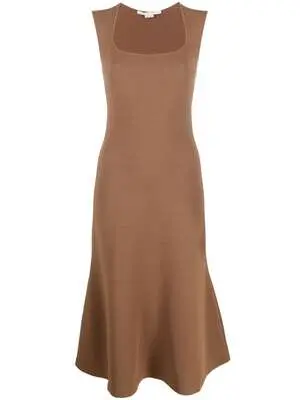 Stella McCartney Square-neck Flared Dress - Brown