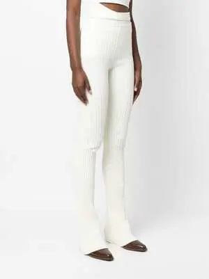 ANDREĀDAMO Cut-out Waist Ribbed Trousers - White