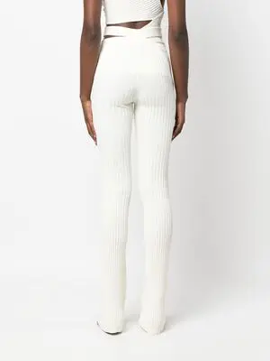 ANDREĀDAMO Cut-out Waist Ribbed Trousers - White