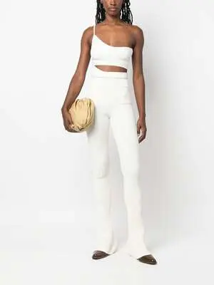 ANDREĀDAMO One-shoulder Ribbed Top - White