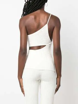ANDREĀDAMO One-shoulder Ribbed Top - White