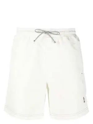 Brunello Cucinelli Logo Embroidered Swim Shorts - White