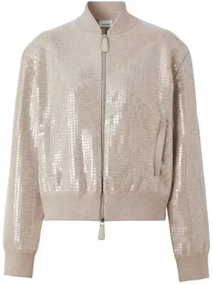 Burberry Sequinned Bomber Jacket - Neutrals