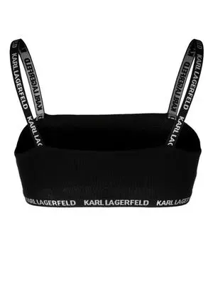 Karl Lagerfeld Ribbed Logo-strap Bandeau Bra
