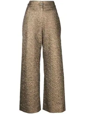 Shiatzy Chen Genisis Metallic Textured Trousers - Gold