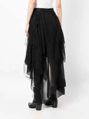 Shiatzy Chen Genesis Asymmetric Tulle-ruffle Skirt
