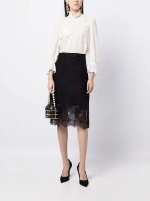 Shiatzy Chen Floral-appliqué Crop-sleeve Blouse