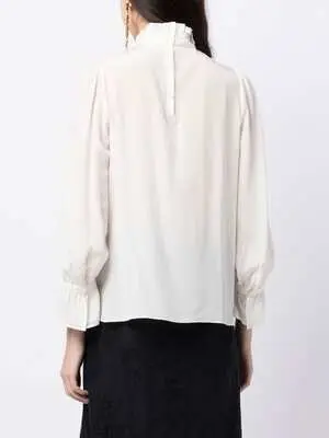 Shiatzy Chen Floral-appliqué Crop-sleeve Blouse