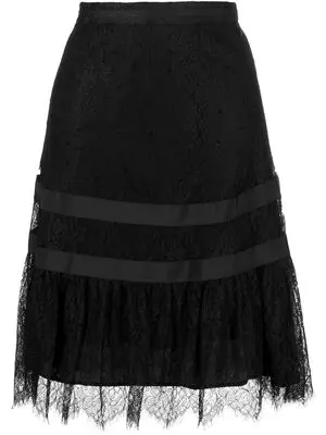 Shiatzy Chen Lace Knee-length A-line Skirt - Black