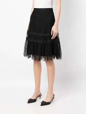 Shiatzy Chen Lace Knee-length A-line Skirt - Black