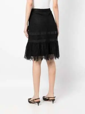 Shiatzy Chen Lace Knee-length A-line Skirt - Black
