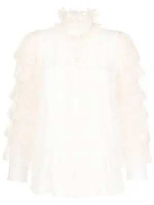 Shiatzy Chen Ruffled Mulberry Silk Blouse