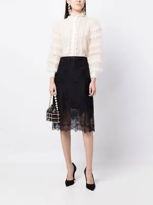 Shiatzy Chen Ruffled Mulberry Silk Blouse