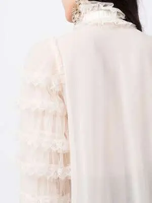 Shiatzy Chen Ruffled Mulberry Silk Blouse
