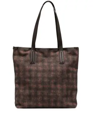 LEATHERSMITH OF LONDON Tartan-check Print Tote Bag - Brown