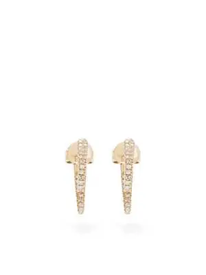 Ef Collection 14kt Yellow Mini Hook Diamond Earrings - Gold