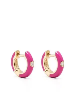 Ef Collection 14kt Yellow Berry Enamel And Diamond Huggie Earrings - Gold