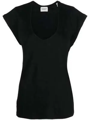 MARANT ETOILE Zankou Linen Top - Black