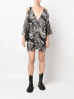 Karl Lagerfeld Swirl-print Mini Kaftan Dress