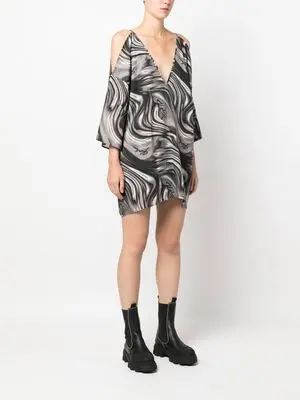 Karl Lagerfeld Swirl-print Mini Kaftan Dress