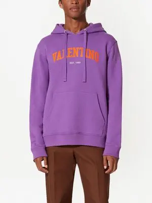 Valentino Garavani Logo-print Cotton Hoodie - Purple