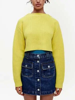 RE/DONE Rib-knit Cropped Wool Jumper