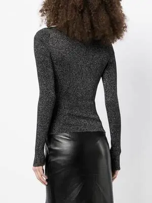 A.L.C. Metallic-finish Knitted Blouse