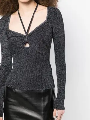 A.L.C. Metallic-finish Knitted Blouse