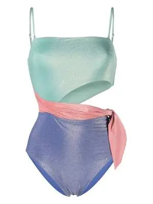 Zimmermann Clover Lurex Scarf-tie Swimsuit - Green