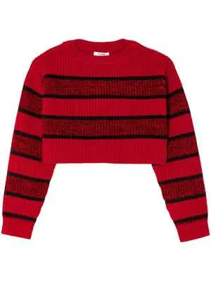 RE/DONE Cropped Stripe-pattern Jumper - Red