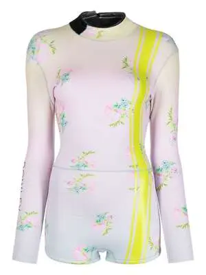 Cynthia Rowley Striped Floral-print Swimsuit