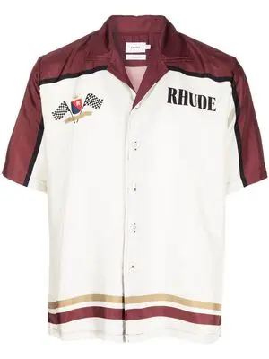 Rhude Graphic-print Silk Polo Shirt