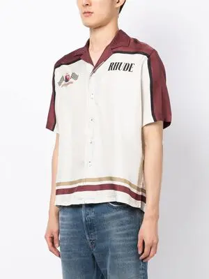 Rhude Graphic-print Silk Polo Shirt