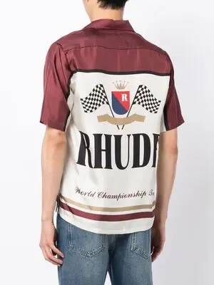 Rhude Graphic-print Silk Polo Shirt