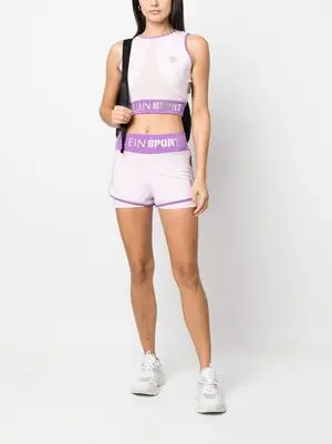 PLEIN SPORT Logo-waistband Jogging Shorts - Purple
