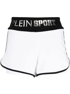 PLEIN SPORT Logo Waistband Jogging Shorts - White
