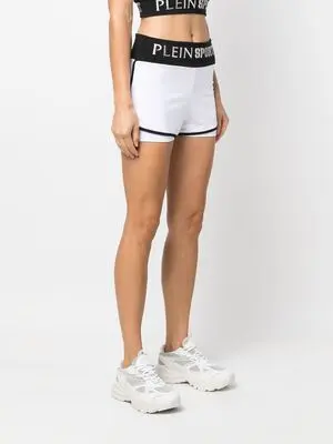 PLEIN SPORT Logo Waistband Jogging Shorts - White