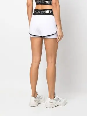 PLEIN SPORT Logo Waistband Jogging Shorts - White