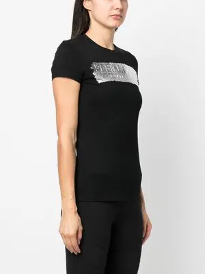 PLEIN SPORT Metallic Logo T-shirt - Black