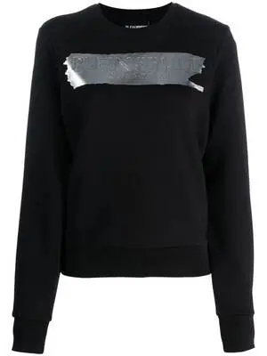 PLEIN SPORT Metallic-logo Cotton Sweatshirt - Black