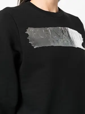 PLEIN SPORT Metallic-logo Cotton Sweatshirt - Black